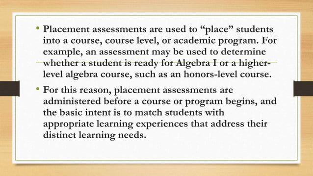Placement & diagnostic assessment | PPTX