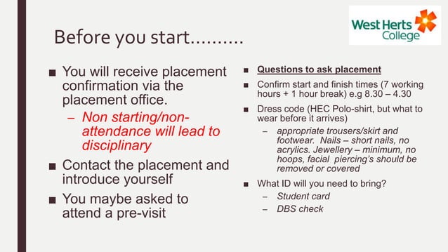 Placement expectations | PPTX