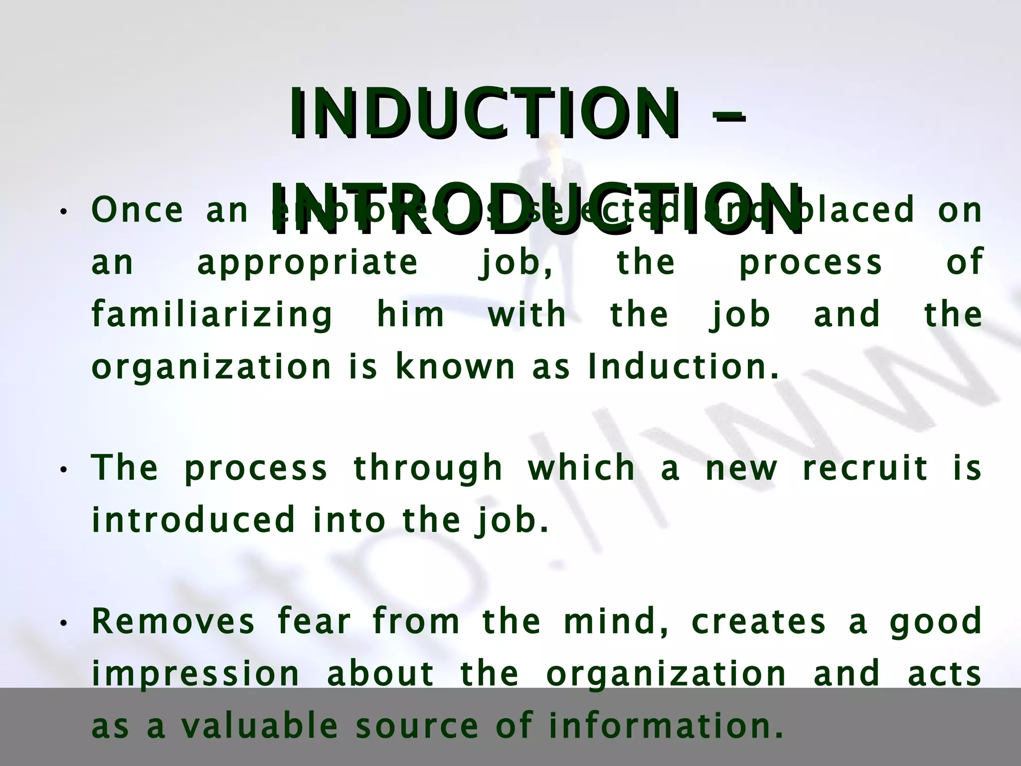 Placement & induction final updated ppt | PPT