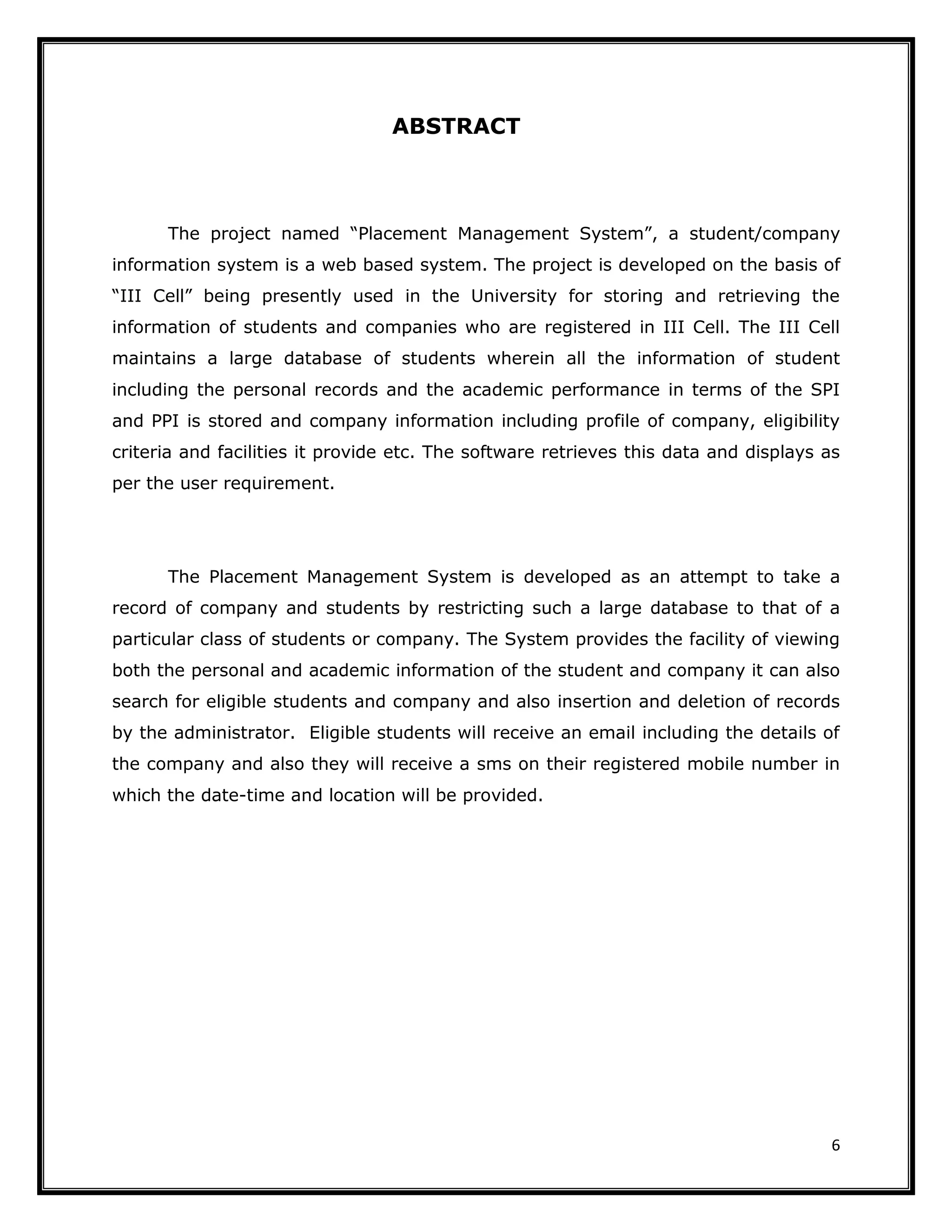 Placement management system | PDF