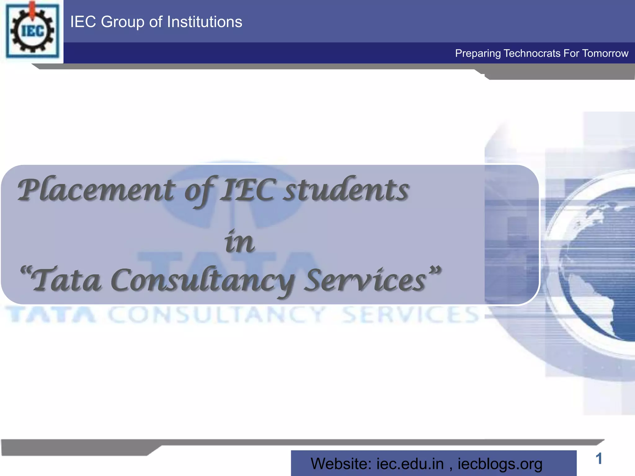 Placement of iec students in TCS | PPTX