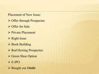 Placement of issues | PPTX | Stocks and Bonds | Personal Investing