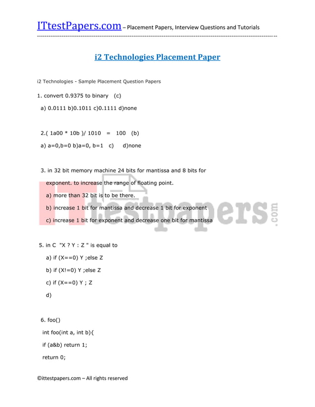 Placement paper | PDF