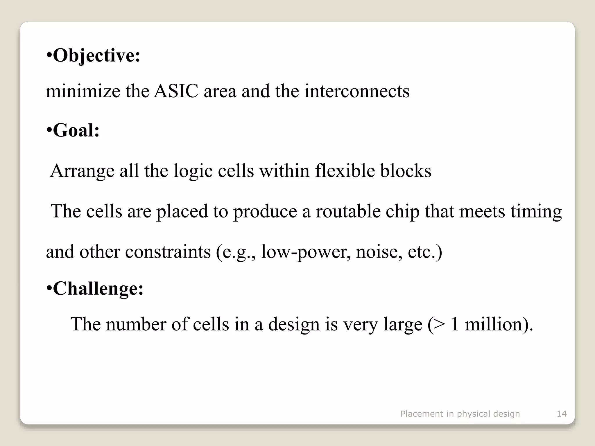 Placement in VLSI Design | PPTX