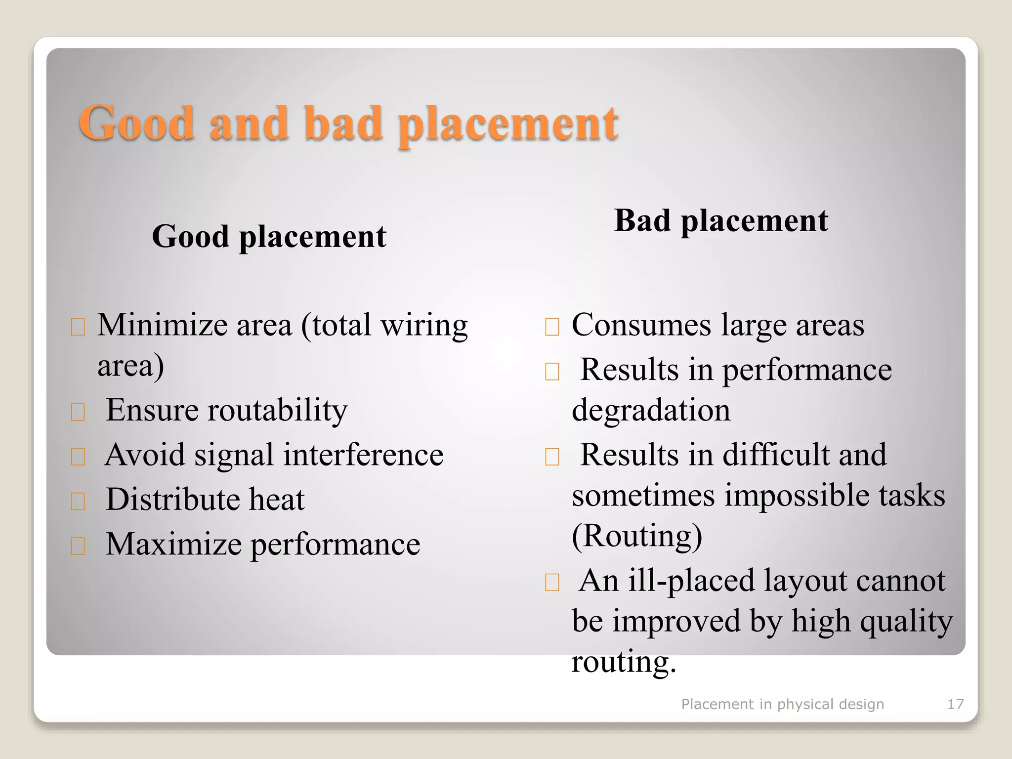 Placement in VLSI Design | PPTX