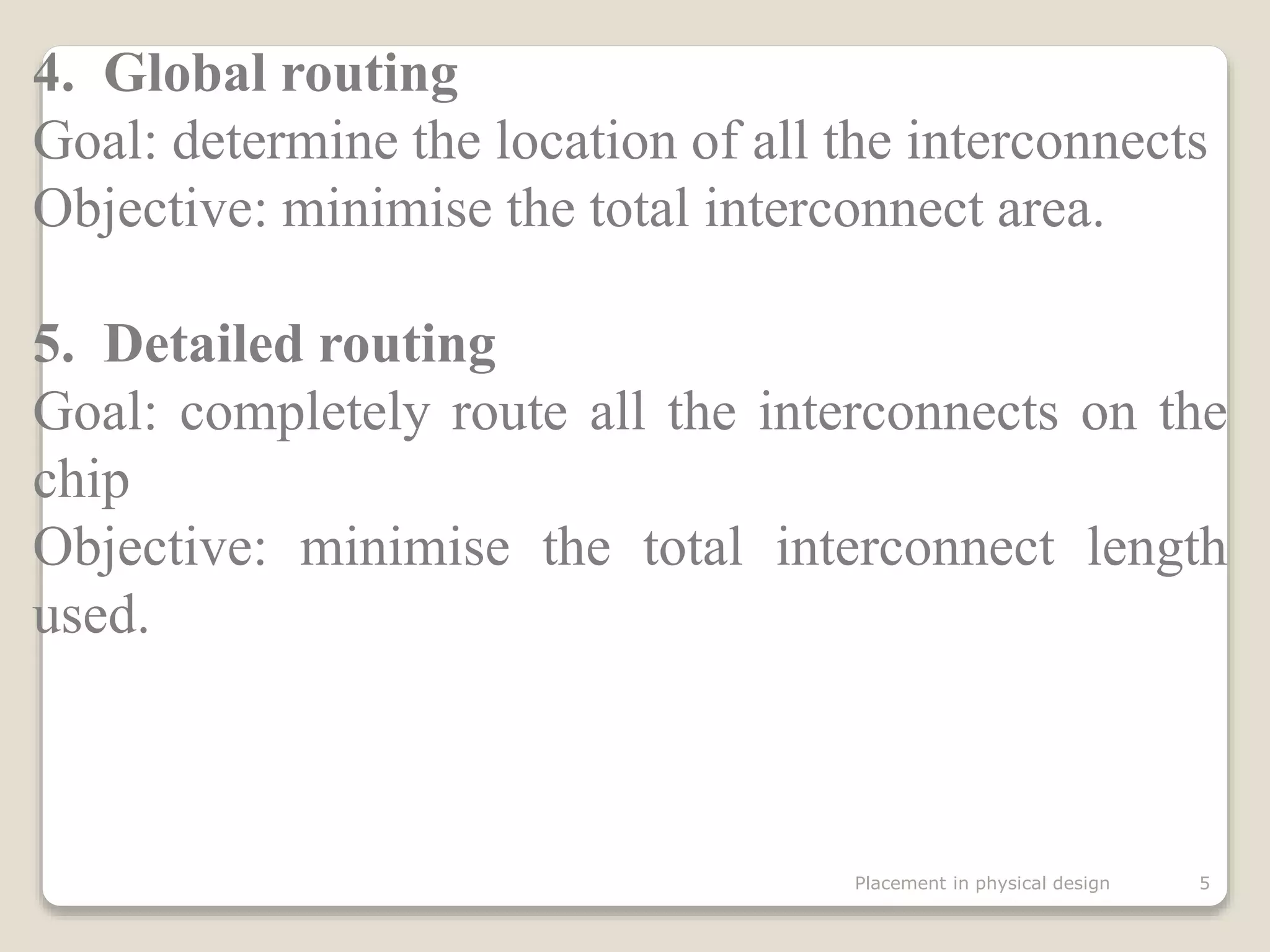 Placement in VLSI Design | PPTX