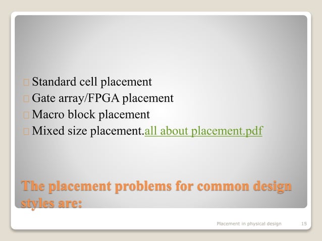 Placement in VLSI Design | PPTX | Computing | Technology & Computing