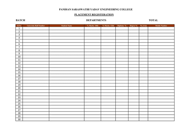 Placement registration | PDF