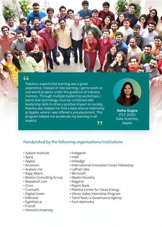 Plaksha Tech Leaders Fellowship |Placements Report 2020 | PDF | Education industry | Industries