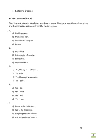 Placement Test Nivel A2 AcreditacióN To Print | PDF