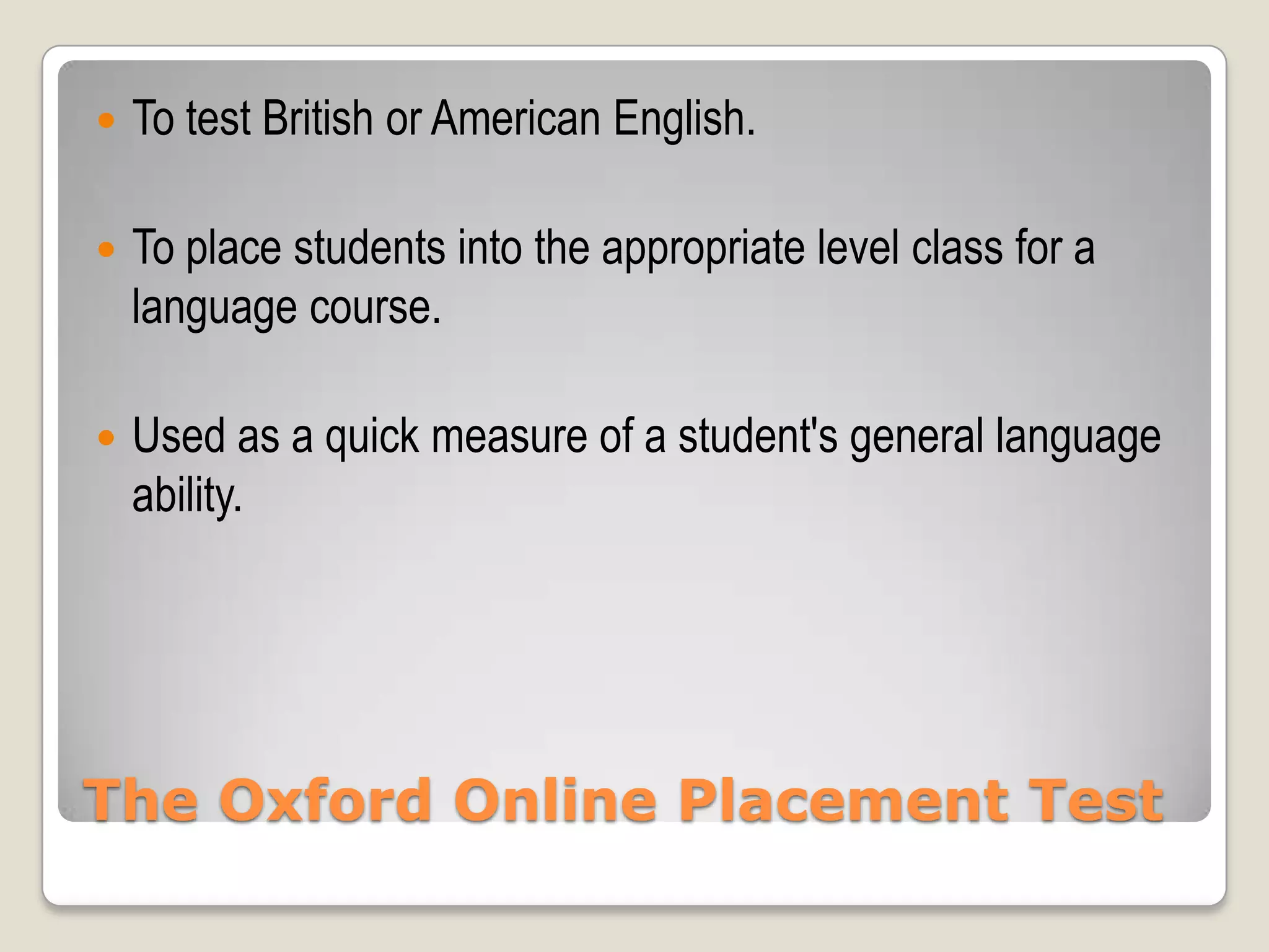 Placement tests | PPTX