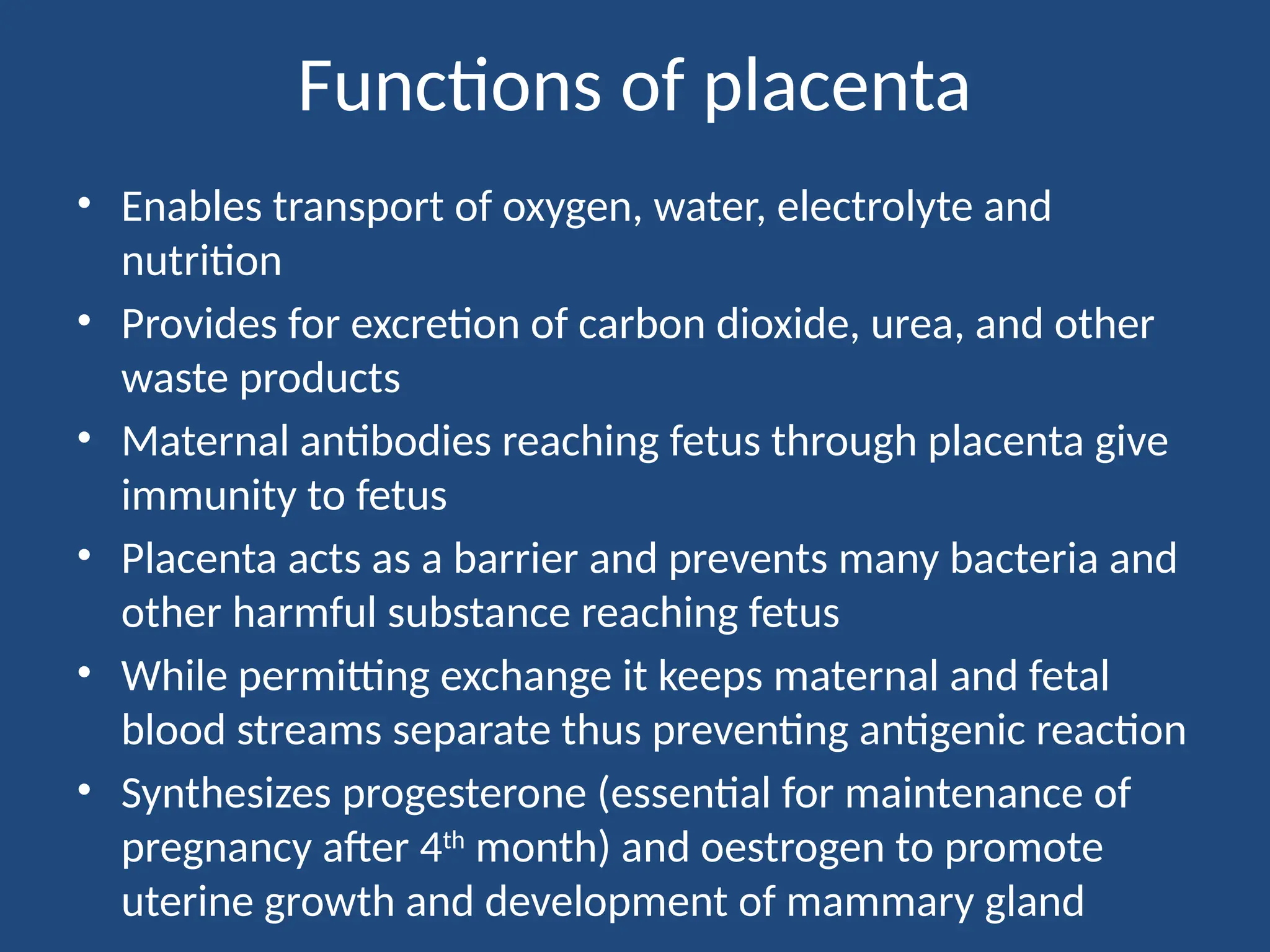 Formation and role of placenta in foetal development | PPT