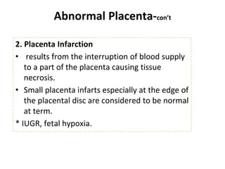 Placenta at term, abnormal placenta and functions of placenta | PDF