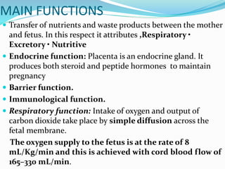 PLACENTA,MEMEBRANES AND AMNIOTIC FLUID FUNCTIONS AND DISORDERS.pptxA ...
