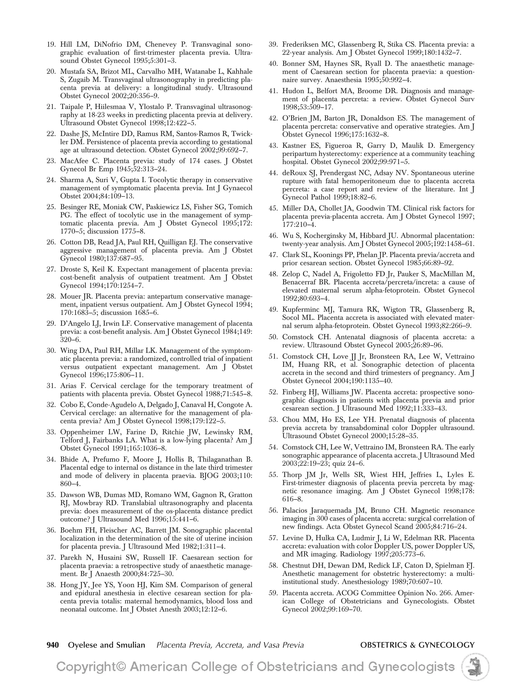 Placenta previa, accreta, etc | PDF