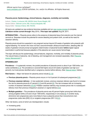 Placenta previa epidemiology, clinical features, diagnosis, morbidity ...