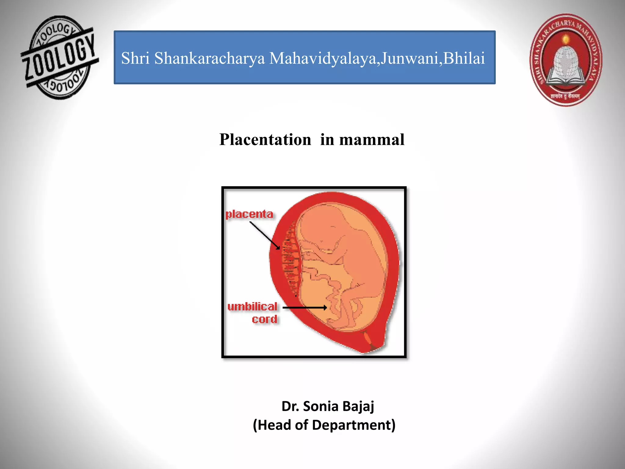 Placentation in mammal,classification of placenta and function | PPTX