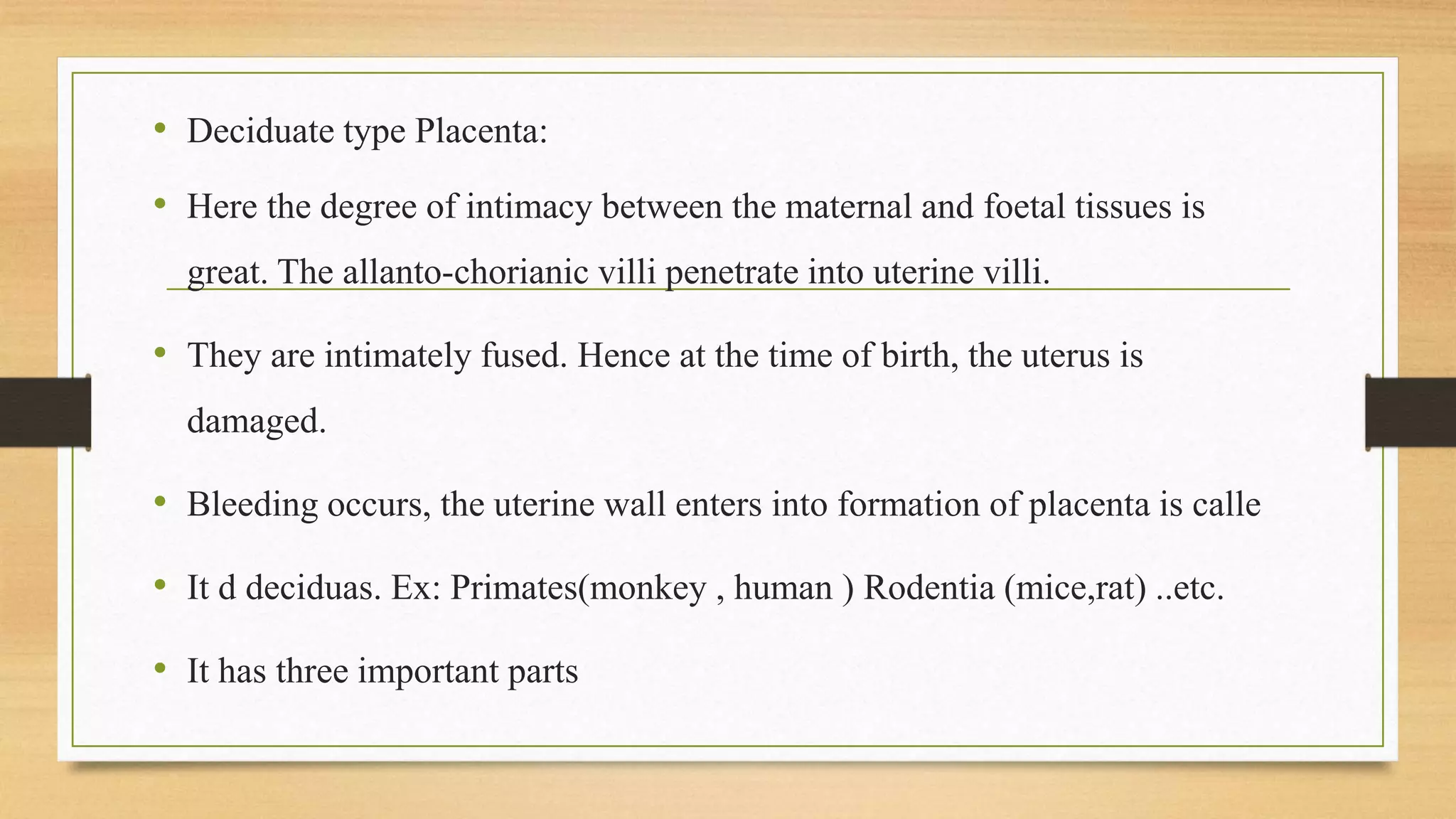 Placentation in mammals | PPTX