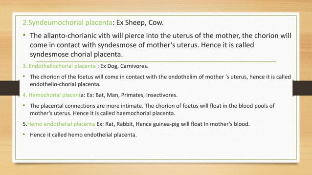 Placentation in mammals | PPTX | Pregnancy | Reproductive Health