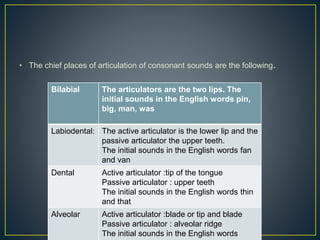 Place of articulation consonants | PPT