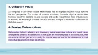 Place of Mathematics in School Curriculum.pptx | Education
