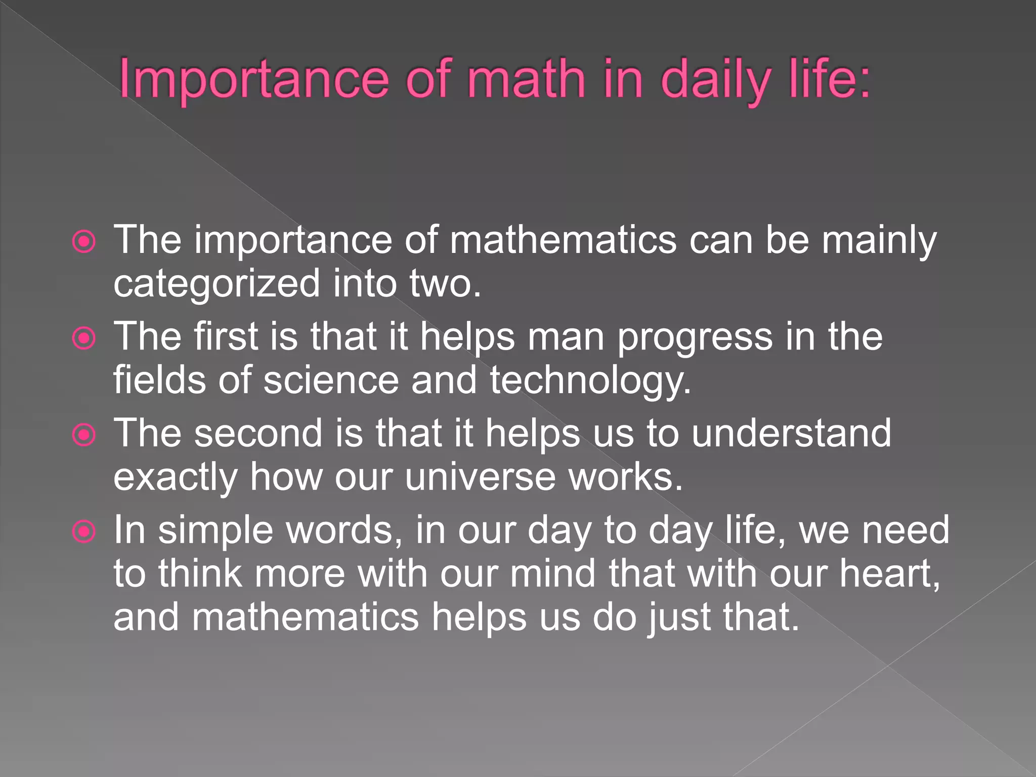 Place of math in everyday life | PPTX