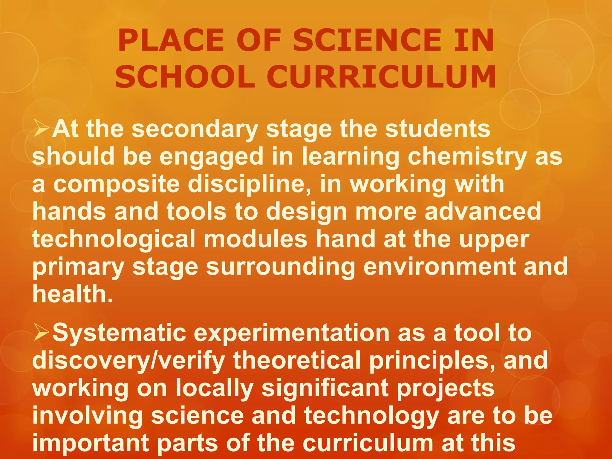 Place of science in school curriculum | PPTX