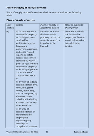 Place of supply of services for inter-state GST - Dr Sanjiv Agarwal | PDF