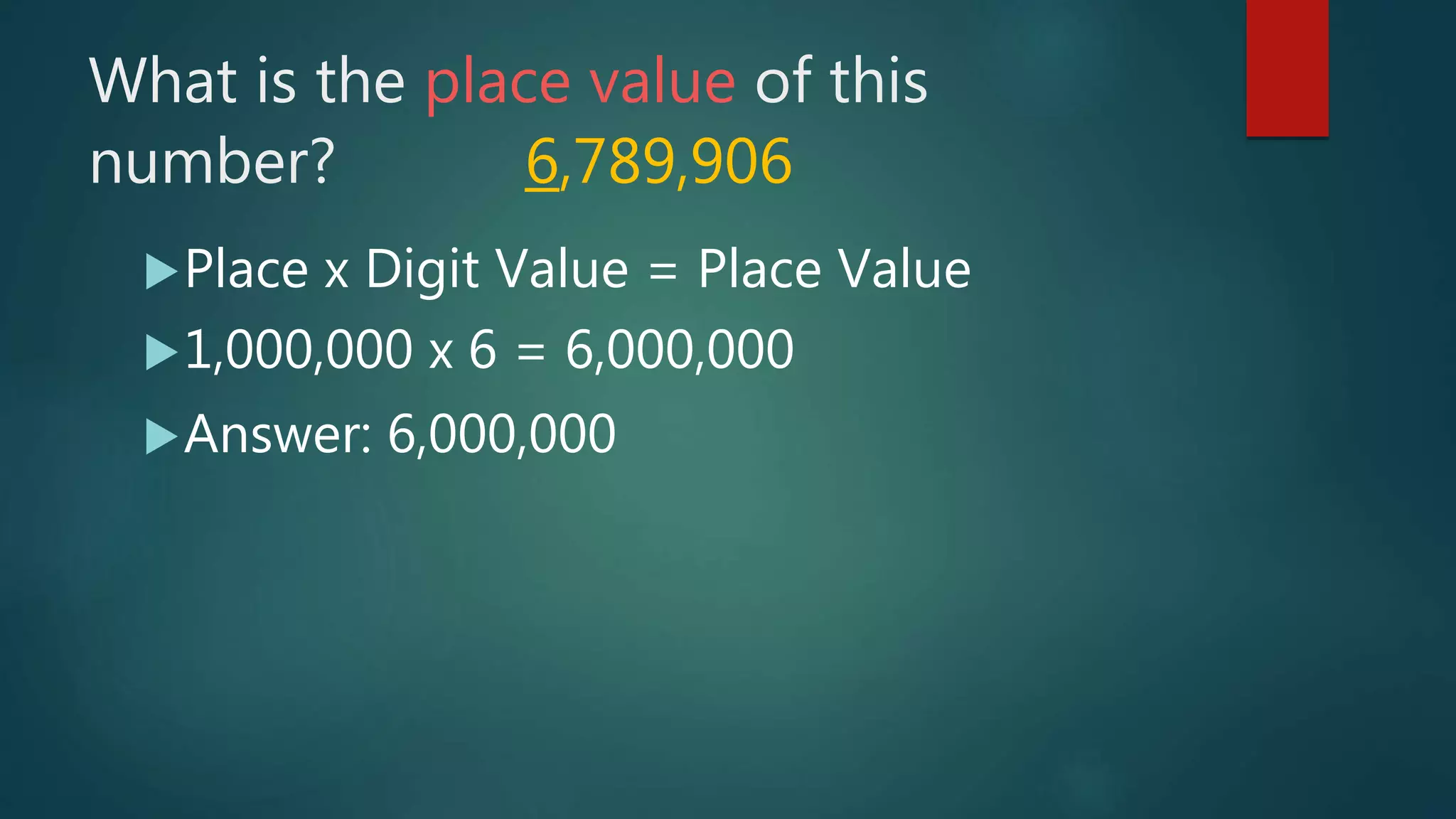 Place, place value and digit value | PPT