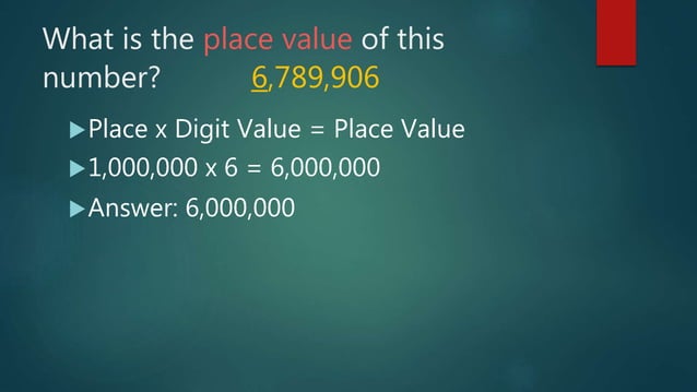 Place, place value and digit value | PPT