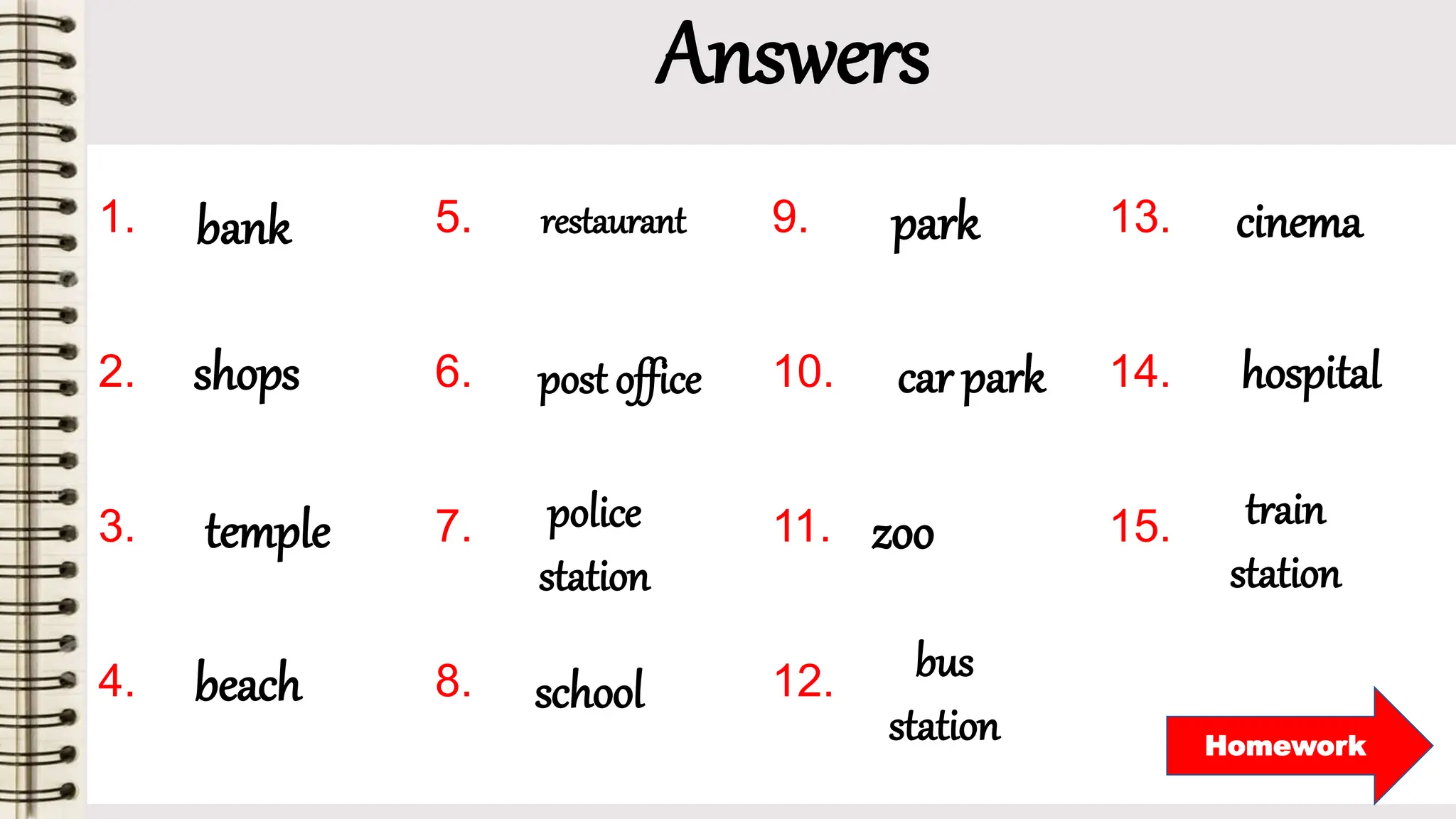 places in town you can find. flashcards english | PPTX