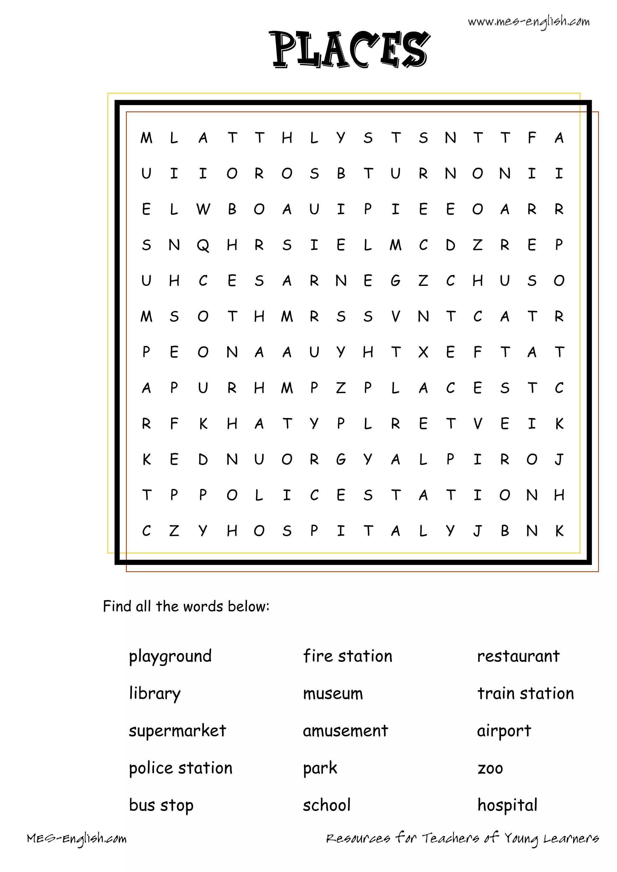 Places1 wordsearch | PDF