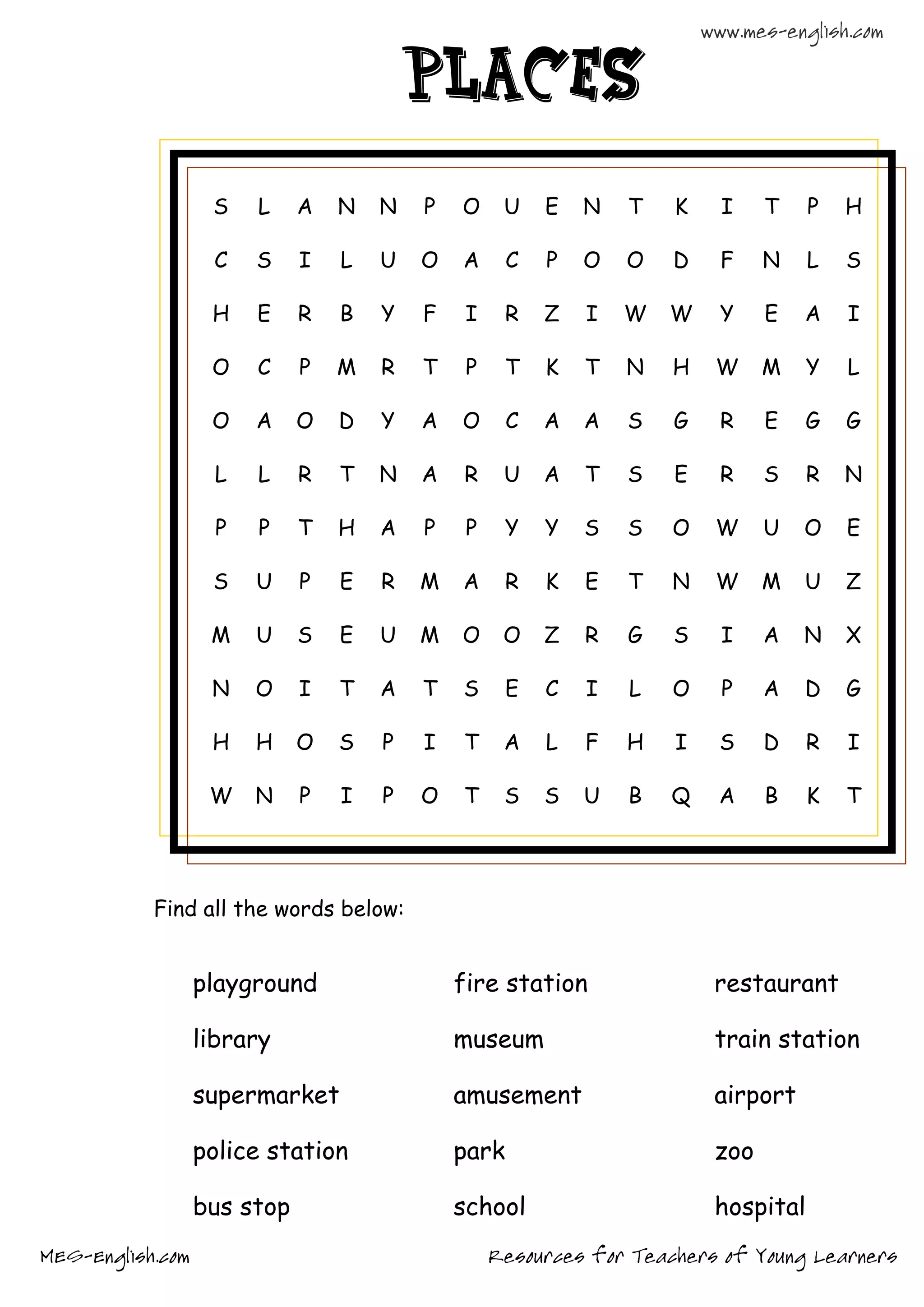 Places1 wordsearch | PDF