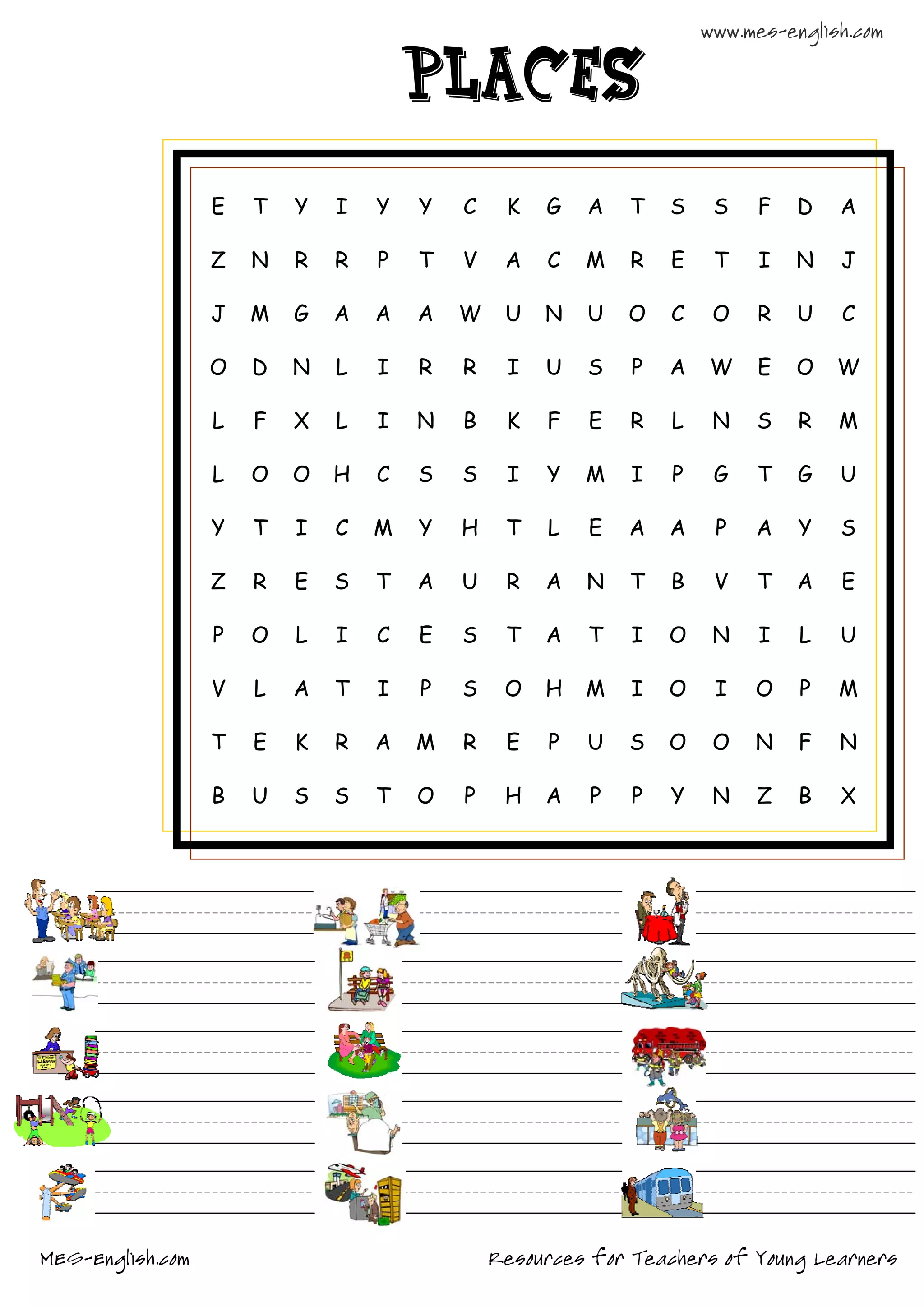 Places1 wordsearch | PDF | Games and Puzzles | Hobbies & Interests