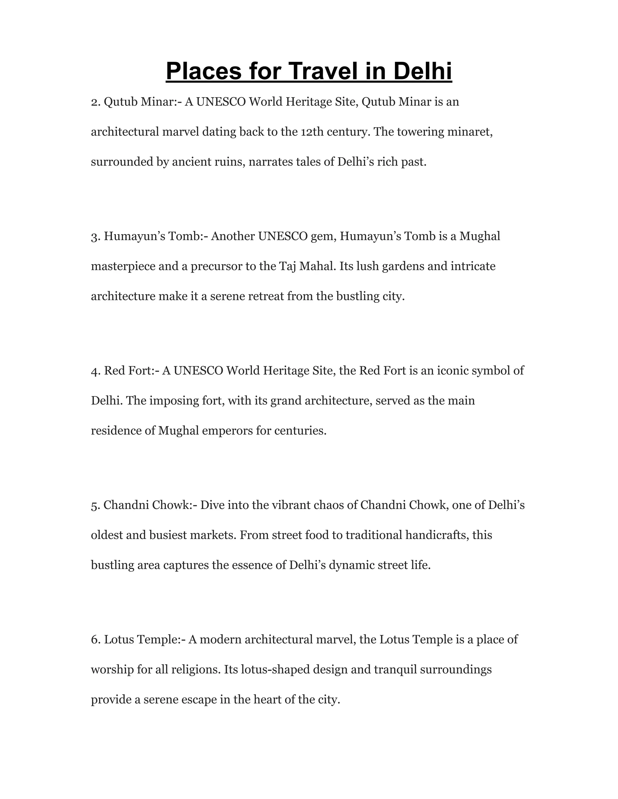 Places for Travel in Delhi.pdf