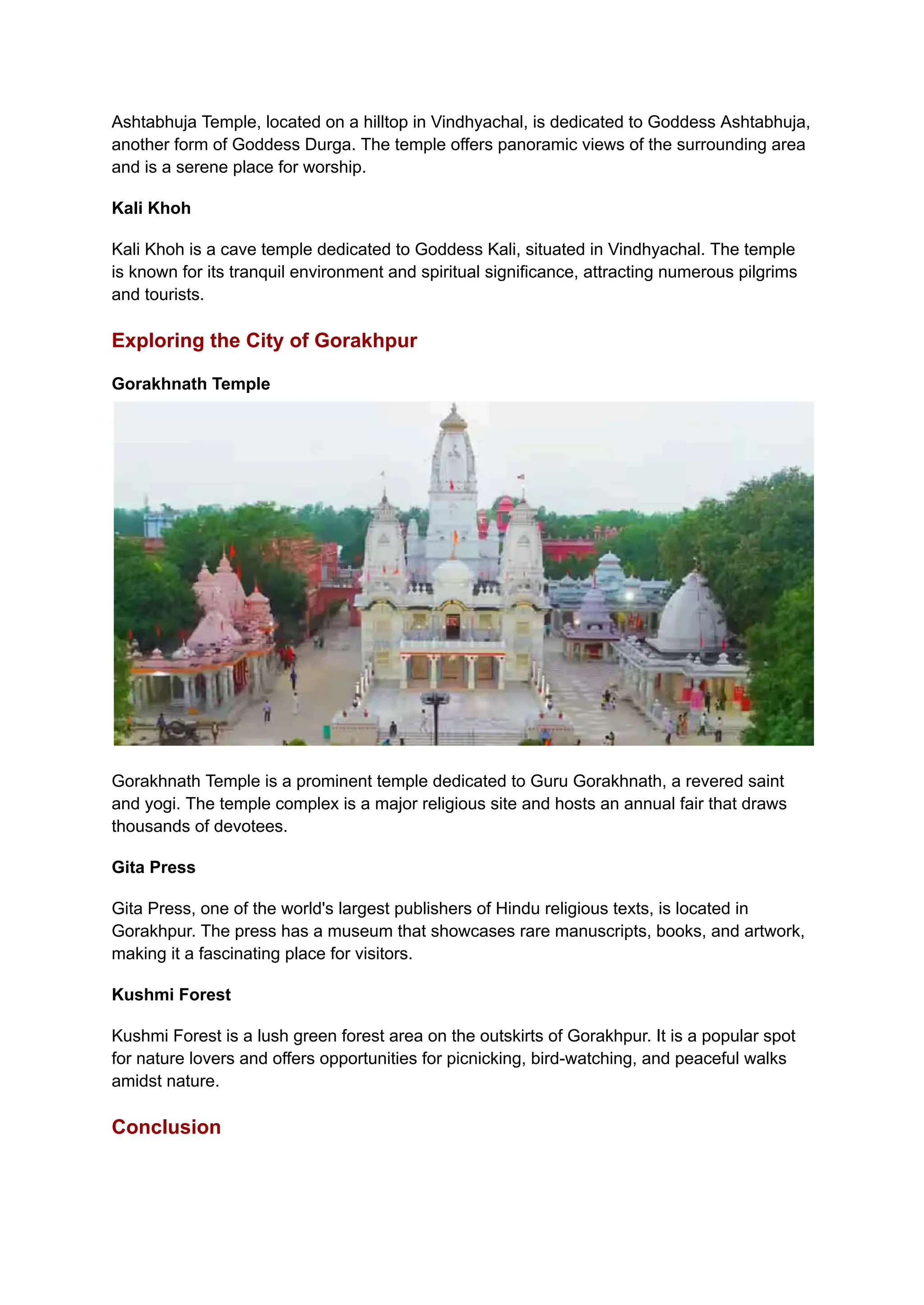 Places of Interest in Uttar Pradesh Tourism | PDF