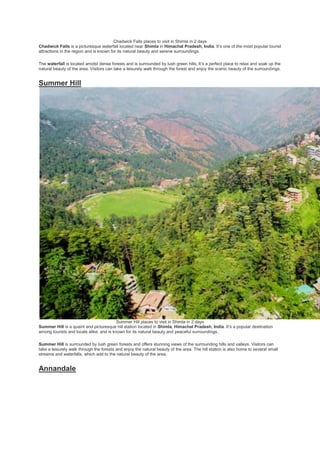 Places to visit in Shimla in 2 days.docx | Asia Travel | Travel Locations