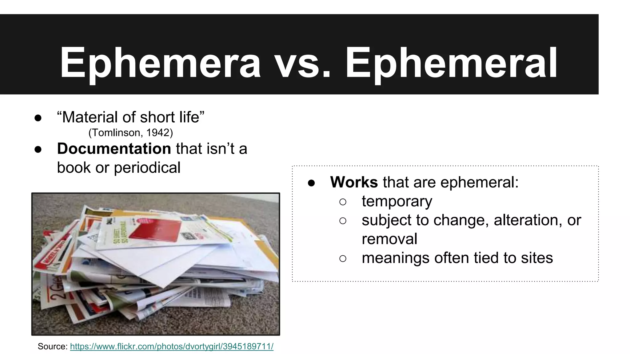 Place-things: Cataloging the Ephemeral | PPTX