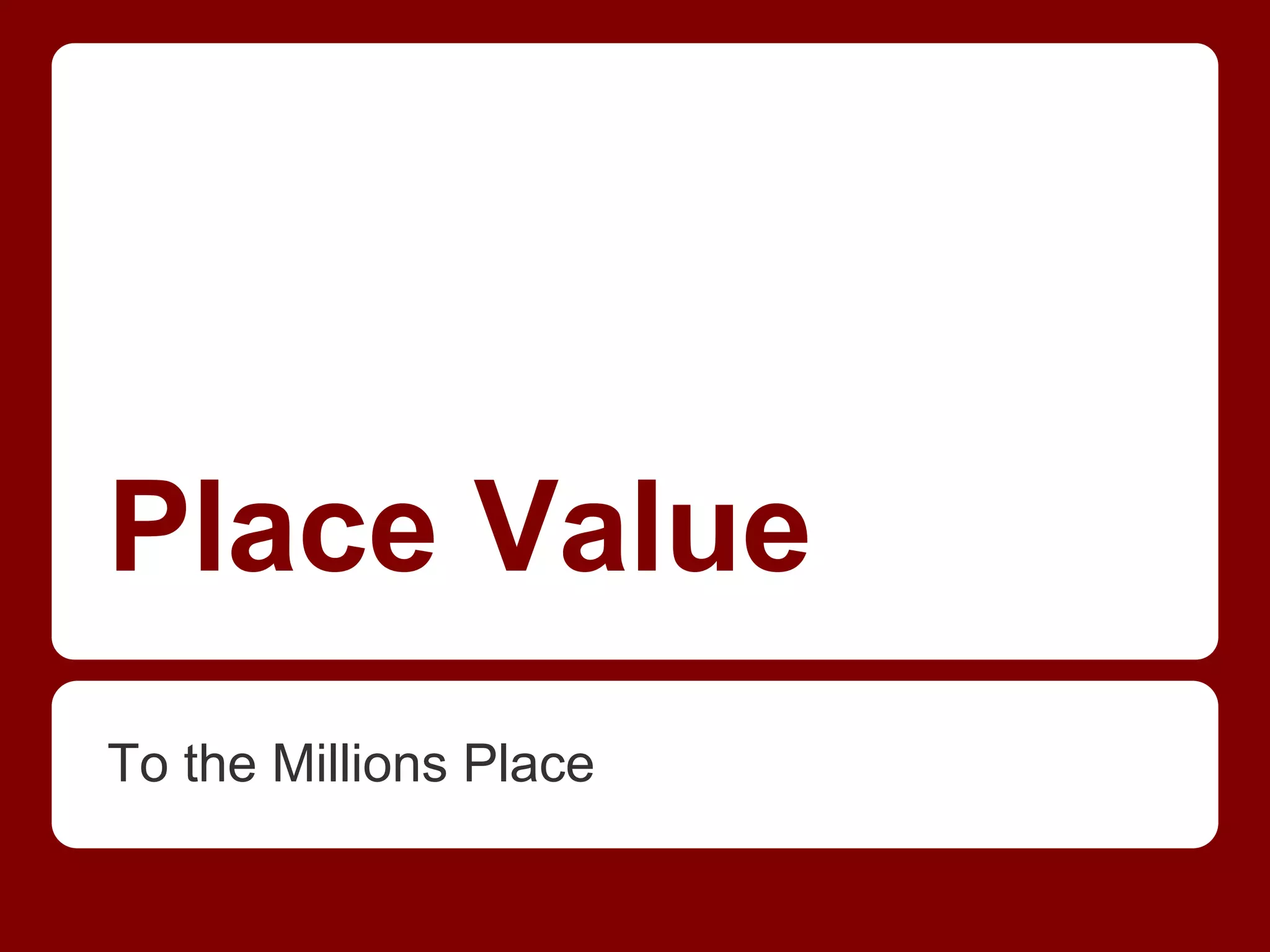 Place Value- Millions | PDF