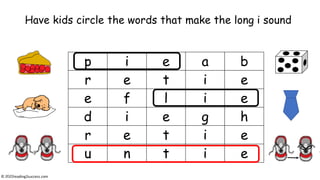 Tricky letters ie can make the long e sound or the long i sound. 6 ...