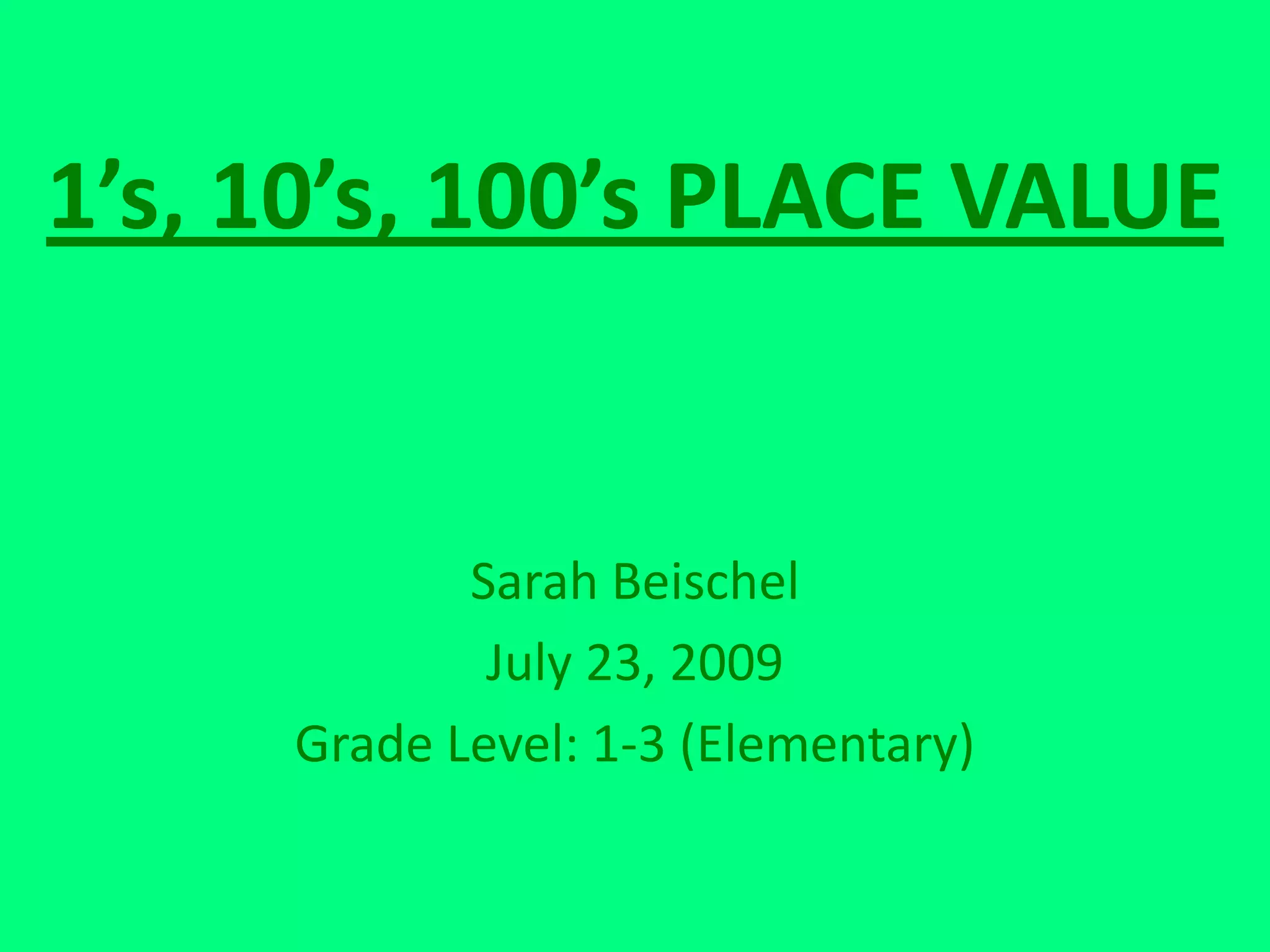 Place Value Presentation | PPTX