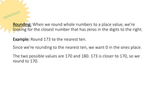 Place value rounding comparing whole numbers | PPTX | Science