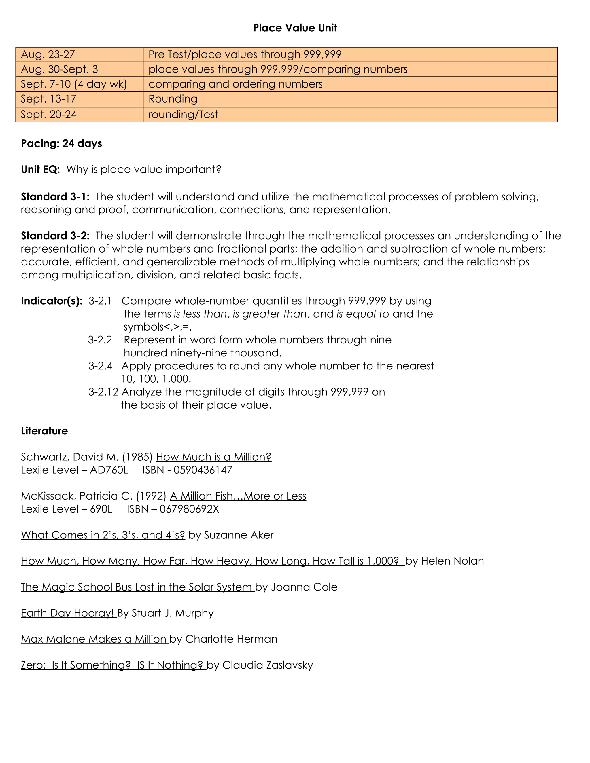 Place value unit | PDF