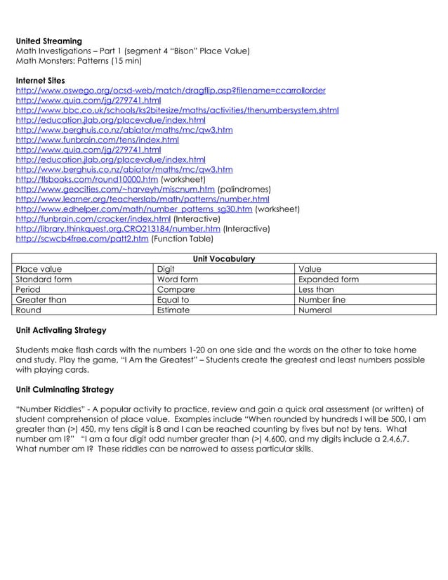 Place value unit | PDF