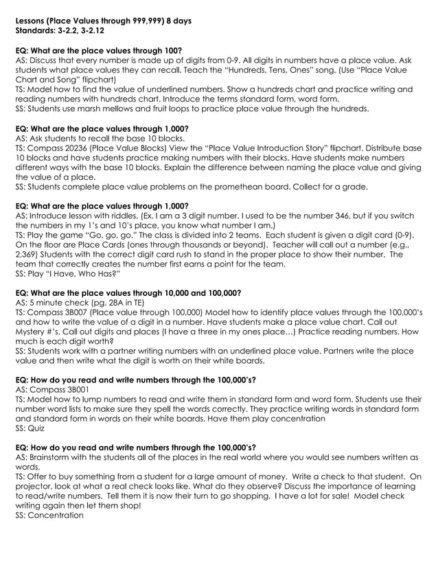 Place value unit | PDF