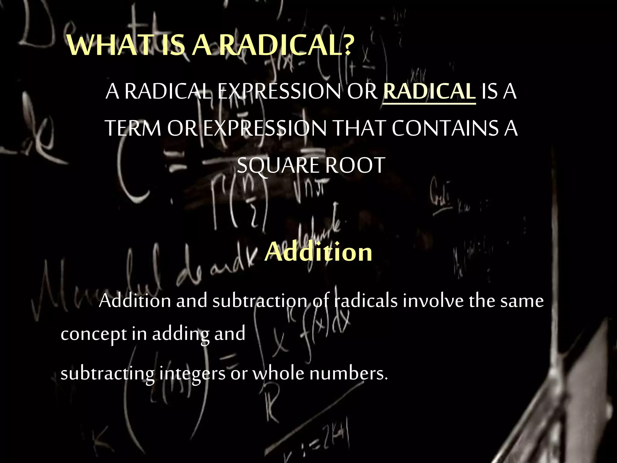 Addition and Subtraction of Radicals | PPTX