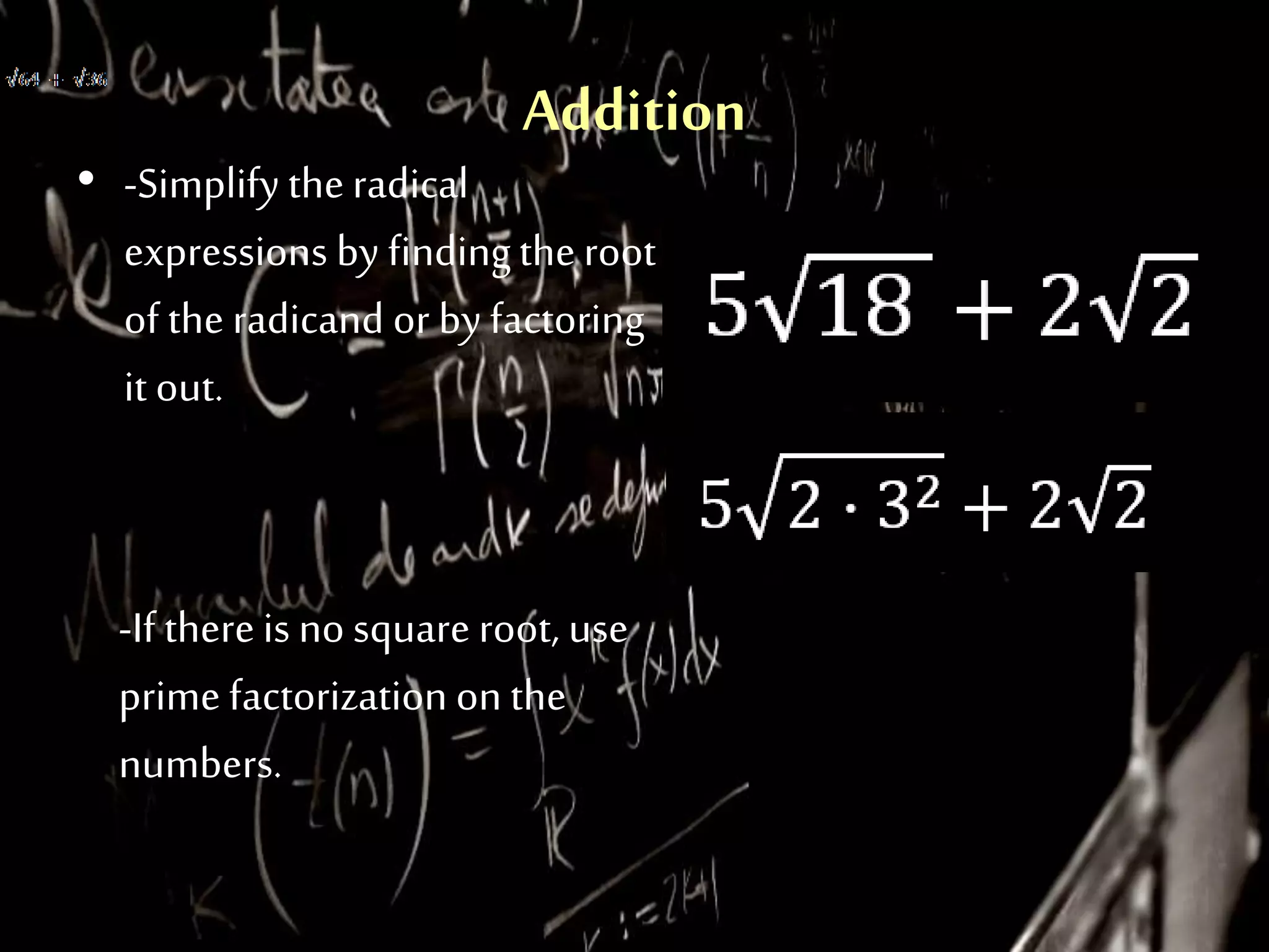 Addition and Subtraction of Radicals | PPTX
