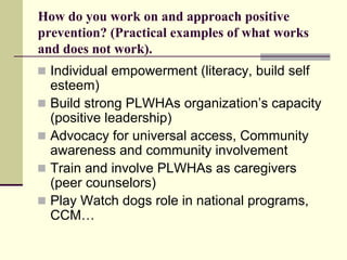Placing positive prevention within treatment, support and care | PPT