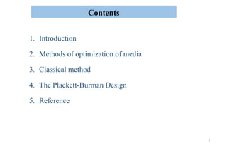 Plackett burman design ppt | PPTX