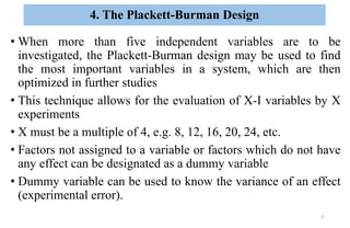 Plackett burman design ppt | PPTX